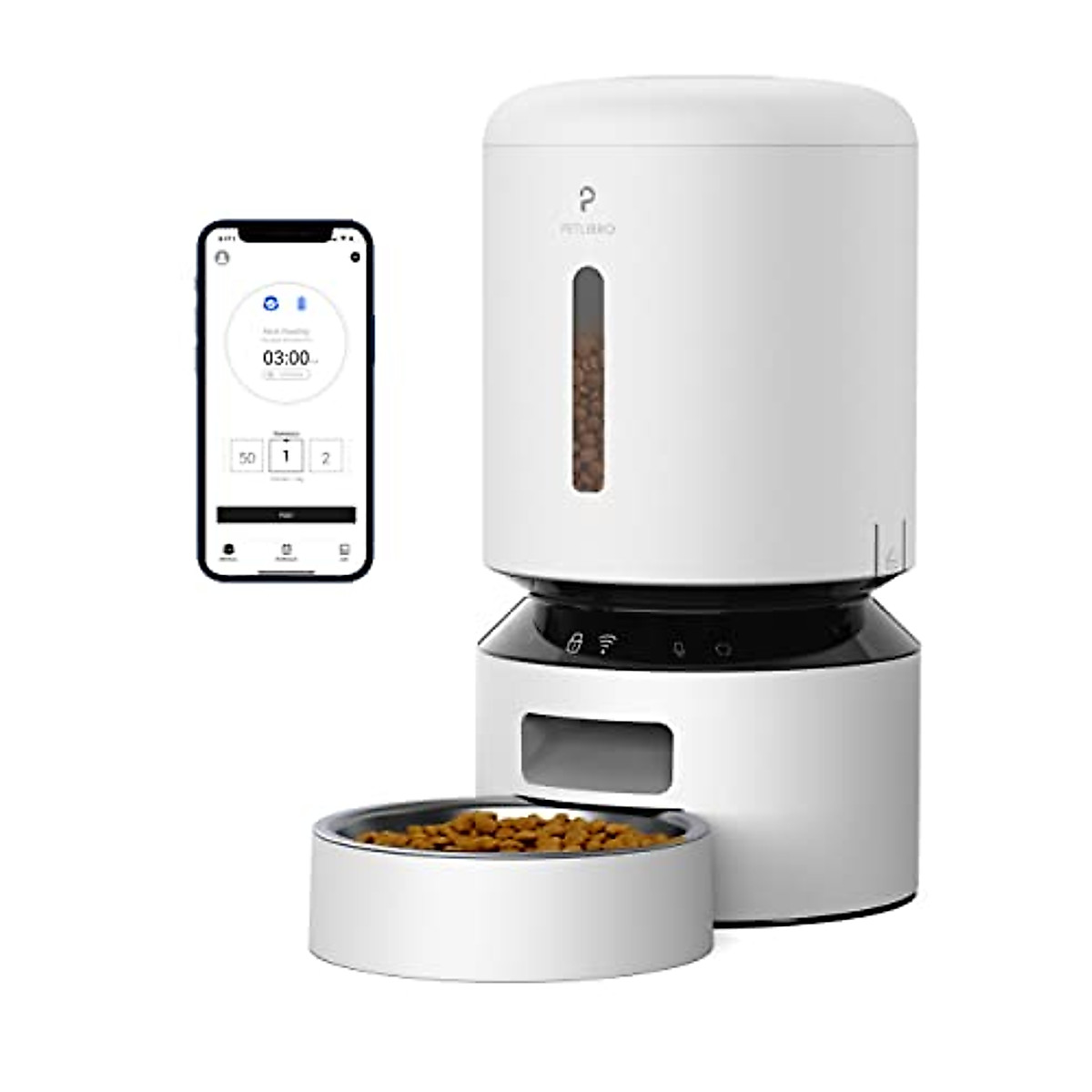 PETLIBRO Automatic Cat Feeder, 5G WiFi Pet Feeder with APP Control for Pet Dry Food, Low Food & Blockage Sensor, 1-10 Meals Per Day, Up to 10s Meal Call for Cat and Dog