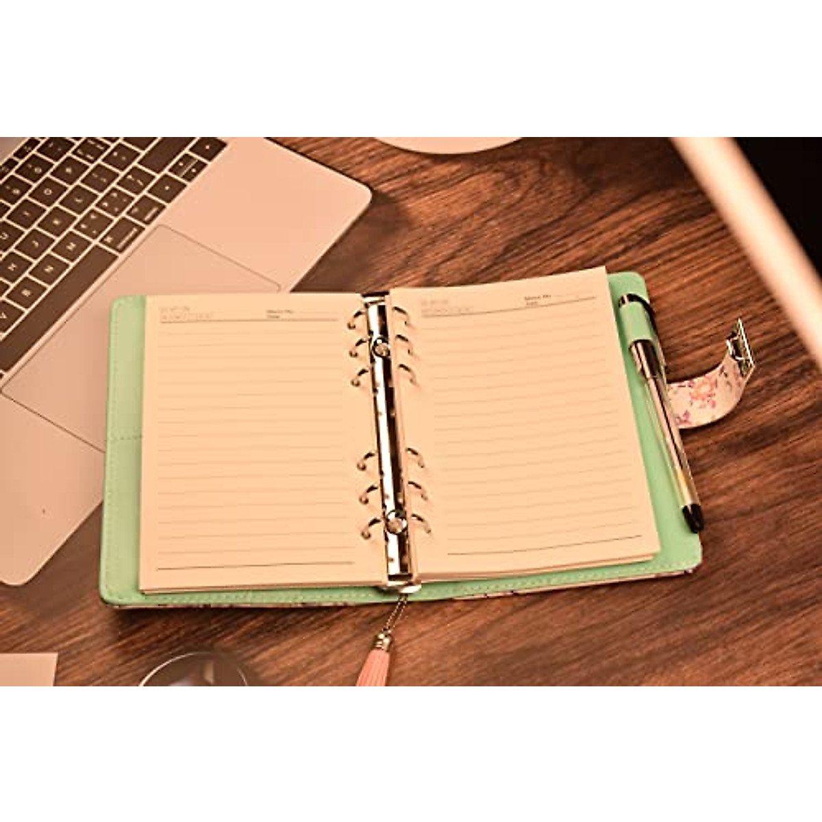 JunShop Floral Password Diary with Lock A6 Refillable Locking Journal PU Leather Combination Locked Diary Journal (Purple)