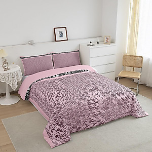 Erosebridal Animal Print Bedding Set Queen Girly Pink Comforter Set, Cheetah Printed Duvet Insert Safari Leopard Quilt Set, Black and White Zebra Skin Bedding Comforters & Sets for Kids Boys Girls