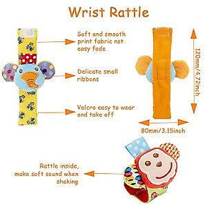 Baby Rattle Socks and Baby Foot Finder - Baby Toys 0-12 Months Baby Wrists Rattle and Socks Foot Finders Set - Developmental Infant Toys 0-12 Months for Baby Girls & Boys
