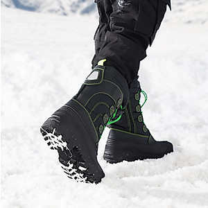 DREAM PAIRS Big Kid Knorth Black N.Green Isulated Fur Winter Waterproof Snow Boots Size 5 M US Big Kid