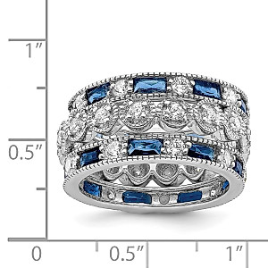 IceCarats 925 Sterling Silver Blue White Cubic Zirconia CZ 3 Stackable Ring Set Size 7