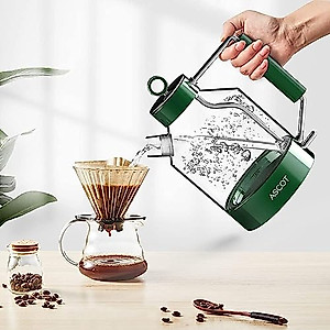 Electric Kettle, ASCOT Glass Electric Tea Kettle 1.6L 1500W Retro Tea Heater & Hot Water Boiler, No Plastic, BPA-Free, Cordless, with Auto Shut-Off and Boil-Dry Protection (Emerald Green)