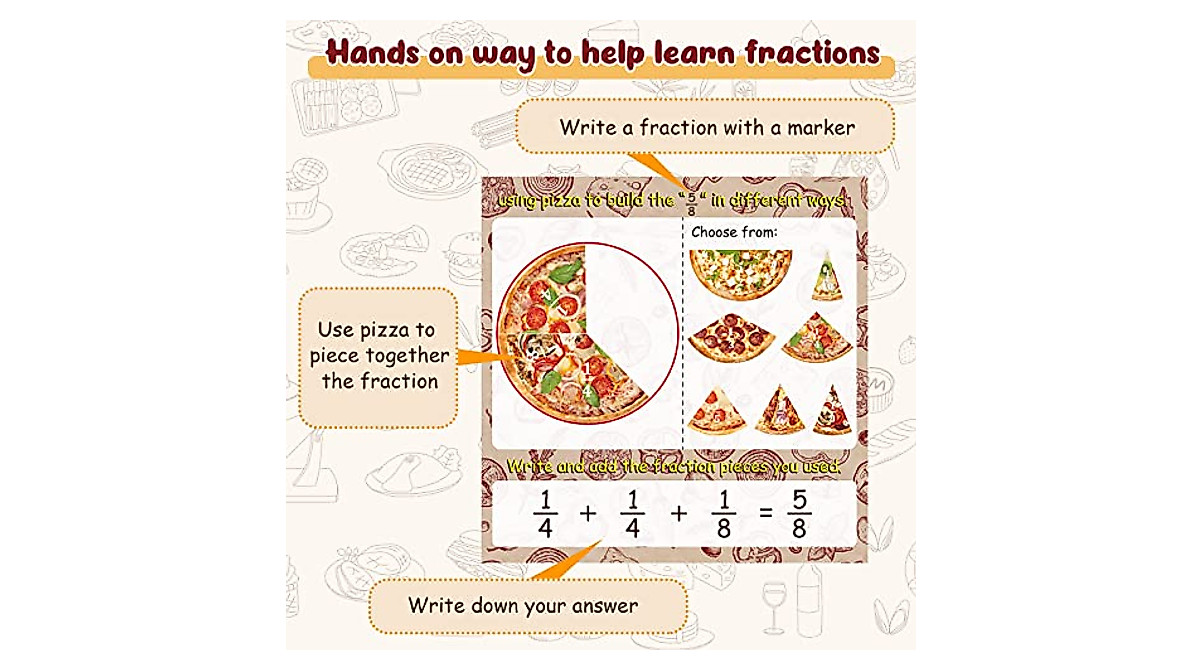 Magnetic Pizza Fraction Tiles Set for Fun Math Learning