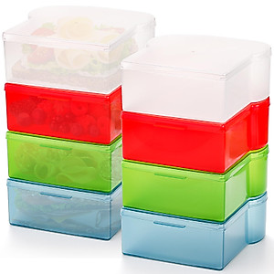 Nicunom 8 Pack Sandwich Containers, 20 Oz Toast Shape Sandwich Box Food Grade PP Lunch Boxes, Sandwich Storage Containers for Snack Meal Prep, Microwave & Freezer Safe, 4 Color