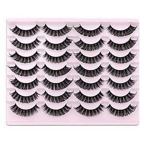 False Eyelashes Russian Strip Lashes Fluffy Fake Eyelashes Extension D Curl Wispy Handmade Soft Reusable 14 Pairs Lashes Pack