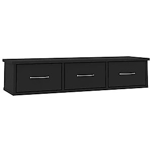 vidaXL Wall Cabinet, Floating Cabinet with 3 Drawers, Display Shelf, Wall Mounted Stand for Book DVD Photo Frame Trophy Display, Modern, Black