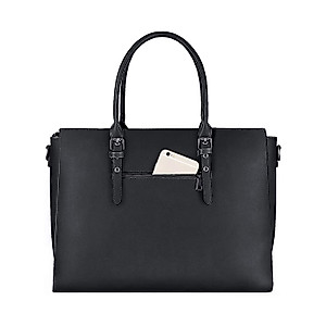 MOSISO 17 inch Women Laptop Tote Bag with Shockproof Compartment, Black