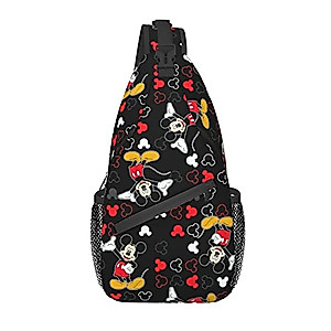 Mouse Crossbody Sling Backpack Shoulder Bag For Women & Men Chest Sling Bag Casual For Travel Hiking Gym, Black