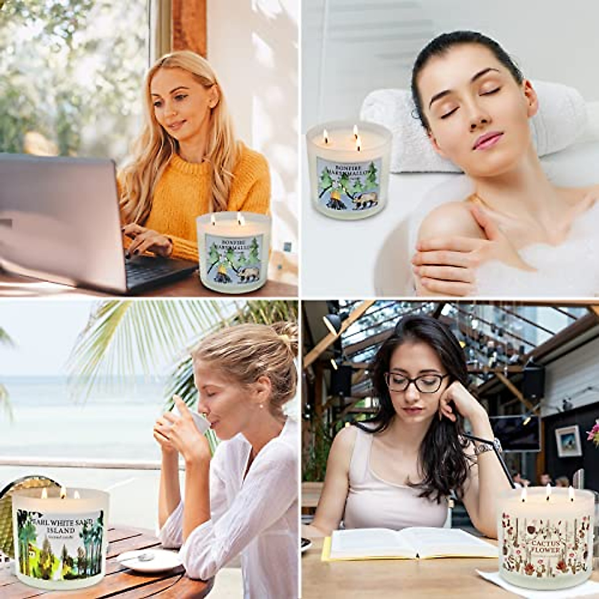 3 Pack Candles Gifts for Women, 13.4Oz Large 3 Wick Scented Candle, Candles for Home Scented, Aromatherapy Gift Set for Birthday, Natural Soy Wax with Essential Oils for Stress Relief