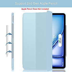 Soke for iPad Air 13 Inch Case (M3/M2) 2025/2024,iPad Pro 12.9 Case 2022 2021(6th 5th Generation) - [Slim Trifold Stand + Auto Wake/Sleep],Protective Hard PC Back Cover (Light Blue)