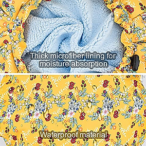 Luxury Shower Cap for Women, Waterproof Reusable Shower Caps Double Layers Microfiber Terry Lined with Dry Hair Function, Extra Large for Long Hair, Adjustable for Most Heads Size