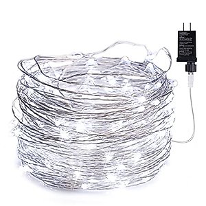 Minetom Fairy Lights Plug in, 70Ft 200 Led Waterproof Firefly Lights on Silver Wire UL Adaptor Included, Starry String Lights for Wedding Indoor Outdoor Christmas Patio Garden Decoration, White
