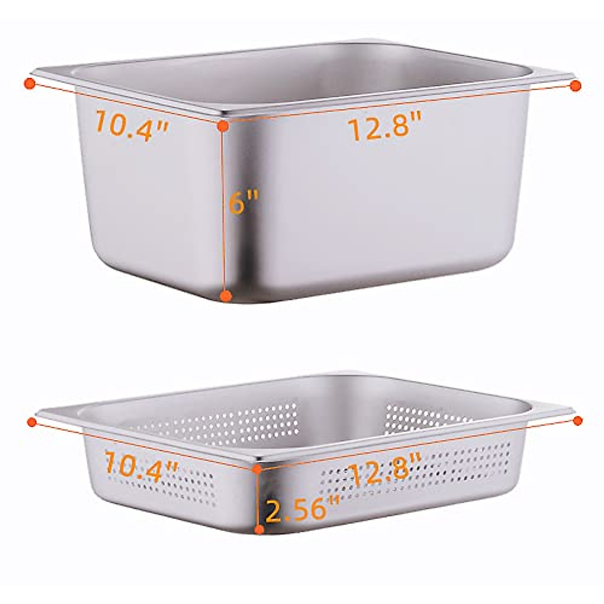 Stainless Steam Hotel Pan 1/2 Half-Size 22 Gauge Stainless Steel Anti-Jam Steam Table Pan with Lid (Lid)