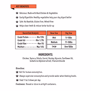 LuvChew Gluten Free Rawhide Free Dog Chew Chicken Rolls Mini 2.5" for Small Dogs 10 pcs/Pack