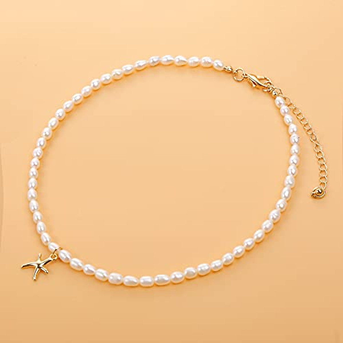 wgoud Natural Freshwater Pearl Beaded Choker Necklace for Women Teen Girls, Trendy Boho Handmade Beads Summer Fun Necklaces Jewelry Gifts (Necklace E)