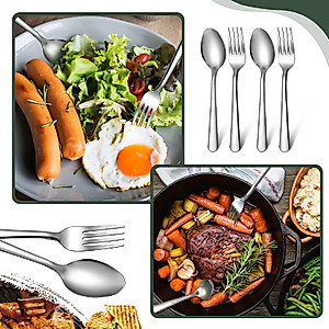 BBTO 100 Pcs Forks and Spoons Silverware Set Bulk Stainless Steel Flatware Cutlery Set Kitchen Utensils for Home Restaurant Kitchen, 50 7.1" Dinner Fork, 50 Teaspoon, Mirror Polished, Dishwasher Safe