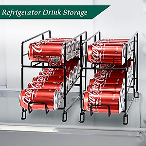 2 Pack -SUFAUY Stackable Beverage Soda Can Dispenser Organizer Rack for Pantry or Refrigerator, Black