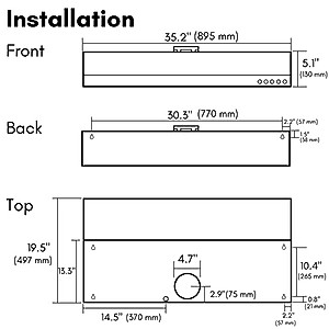 Slim Under Cabinet Range Hood in Stainless Steel, 36 Inch, Ducted Ductless Convertible Kitchen Hood, Dual-motor Exhaust Fan, Top and Rear Vent, 3-Speed, LED Lights, HTH HTHOMEPROD