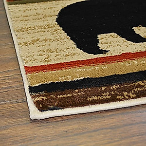 Rustic Lodge, Bear Cabin 5x7 Area Rug, 5'3"x7'3" Multi 7482