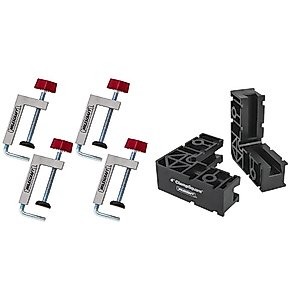 Milescraft 7209 Universal Fence Clamp 4-Pack - For Mitre Saws, Router Tables & 4010 4" ClampSquares - 90 Degree Corner Clamp, Positioning/Assembly Squares for Small Projects Jewelry Boxes, Black