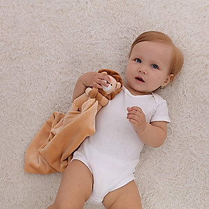 Apricot Lamb Stuffed Animals Security Blanket Yellow Lion Infant Nursery Character Blanket Luxury Snuggler Plush(Yellow Lion, 13 Inches)