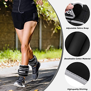 AMBOR Ankle Weights, 1 Pair 2 3 4 5 Lbs Adjustable Leg Weights, Strength Training Ankle Weights for Men Women, Wrist Weights Strap Set for Walking Running Gym Fitness Workout 2 Pack
