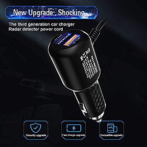 Radar Detector Power Cord,for Uniden Escort Valentine Beltronics Passport Cobra Whistler etc Radar Detector,Dual USB QC3.0 Quick Charger(6.5FT)