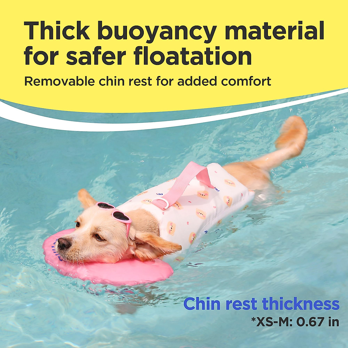 WINIZ Dog Life Jacket - Pet Safety Vest with Removable Front Float & Rescue Handle - Adjustable High Buoyancy Aid Pet Supplies for Boating, Surfing, Swimming (RED, Medium)