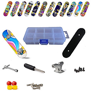 YICHUMY DIY Fingerboard Kit with Box 5 Packs Mini Fingerboards Professional Mini Skateboard Finger Skateboard with Mini Wrench/Screwsdriver/Brackets/Screws/Fingerboard Wheels Wheels