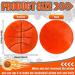 Gerrii 4 Pcs Basketball Softball Football Soccer Volleyball Tennis Pillow Sports Pillow Fluffy Plush Stuffed Throw Pillow Sport Theme Cushion Plush Stuffed Pillow Gift for Decor (Basketball)