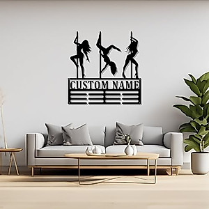 Custom Pole Dancing Medal Holder Light, Personalized Pole Dancer Name Medal Hanger, Pole Dancing Medal Display Awards Sign, Pole Dancer