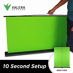Valera Creator Green Screen – Collapsible Chroma Key Panel,+1000 Free Backgrounds Included, Portable Retractable Wrinkle Resistant Fabric Backdrop, Adjustable Height, 10 Second Setup