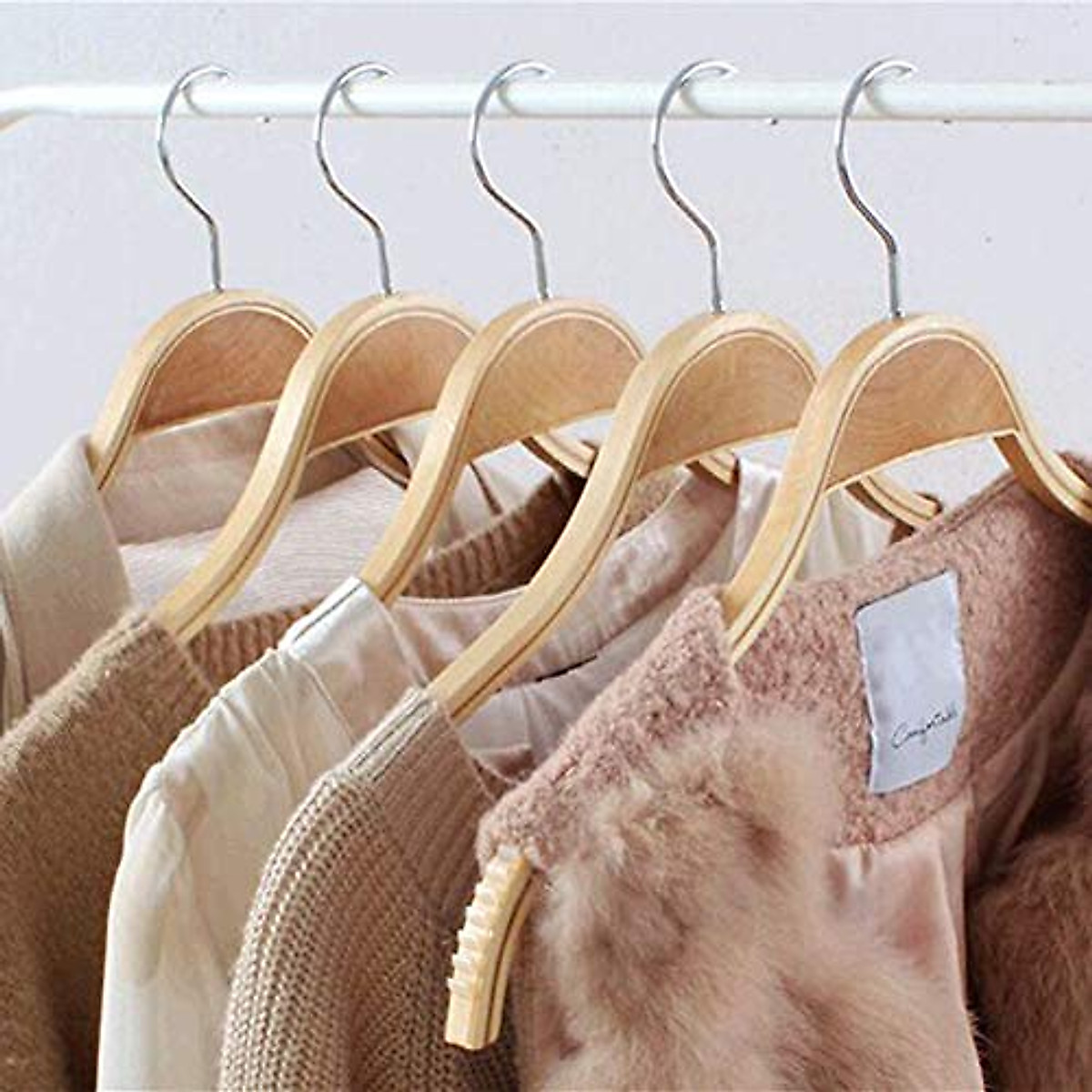 Ochine 1 Pack Wooden Coat Hangers Wood Suit Hangers Children's Closet Clothes Hangers Smooth Finish Solid Wood Coat Hanger with Non-Slip Strip for Camisole, Jacket, Pant, Dress Clothes Hangers