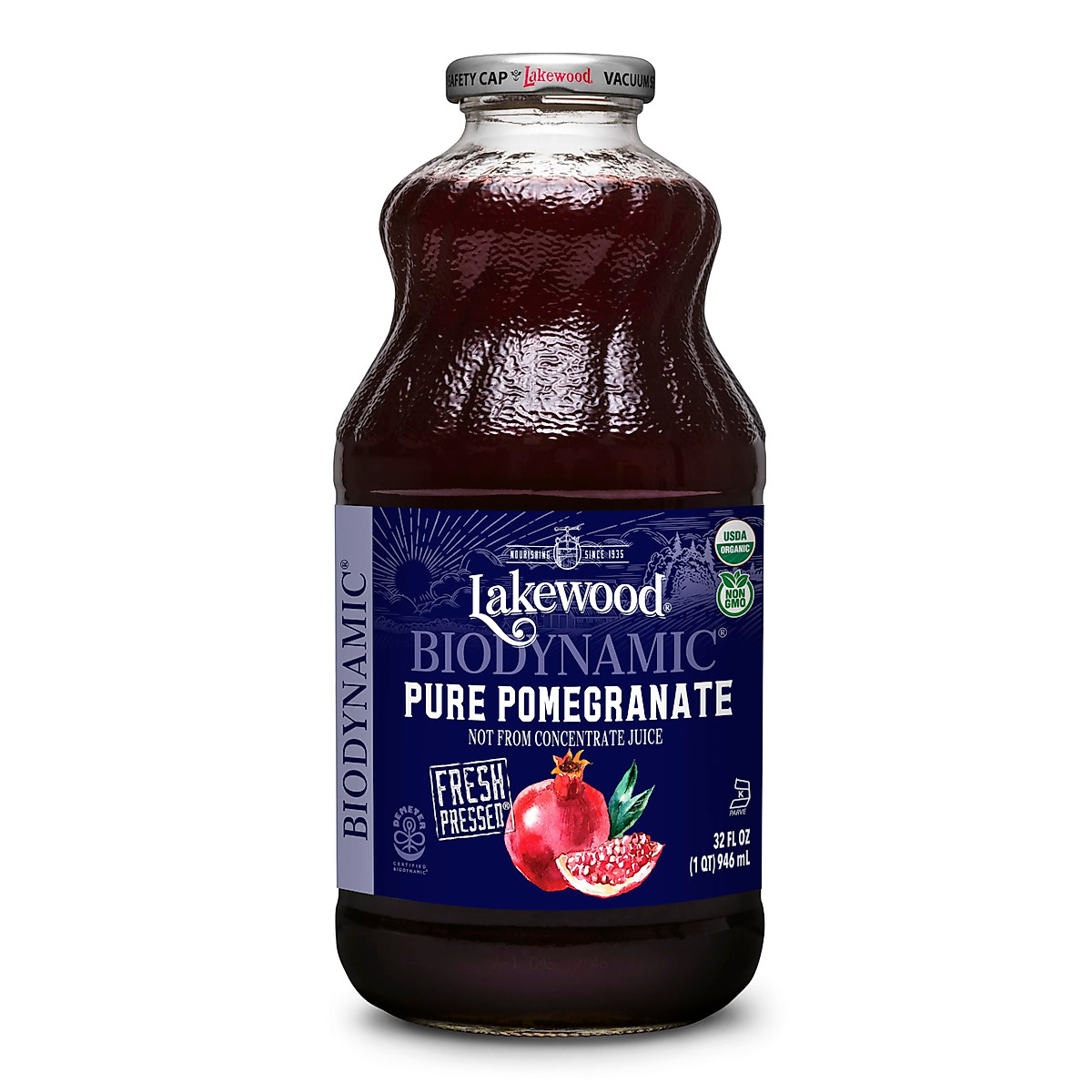 LAKEWOOD Organic Pomegranate Juice, 32 FZ