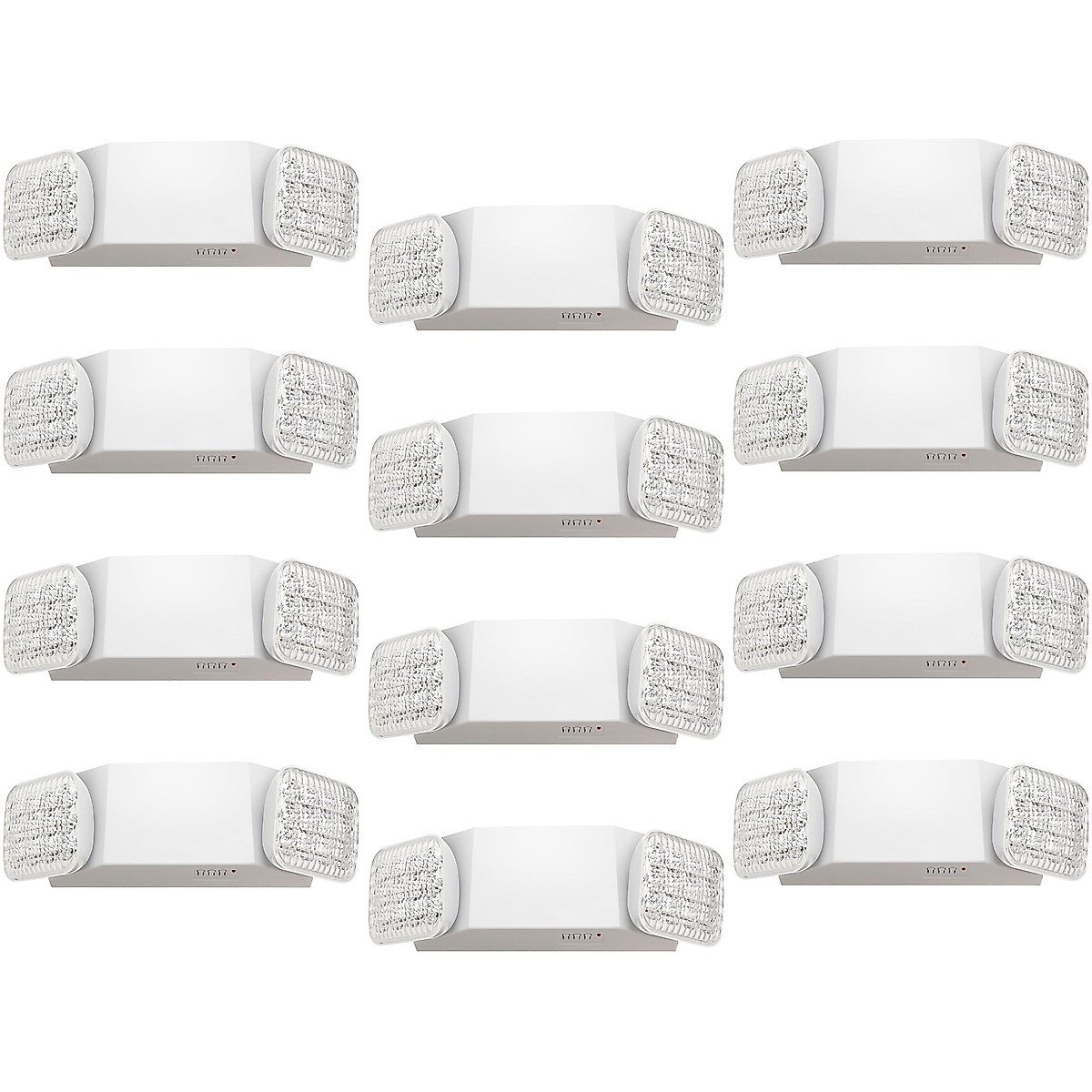 ROCEEI 12 Pack Emergency Lights Commercial Emergency LED Flood Lights Backup Battery Emergency Exit Lighting Fixtures 2 LED Head Wall Mount White for Hallways Stairways (Wire Connect Style)