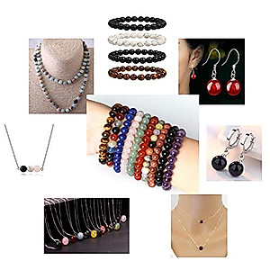 7 Chakra Natural Stone Beads Mixed 100pcs 8mm Round Genuine Real Stone Beading Loose Gemstone Amethyse Color DIY Smooth Beads for Bracelet Necklace Earrings Jewelry Making (7 Chakra Stone, 8mm)