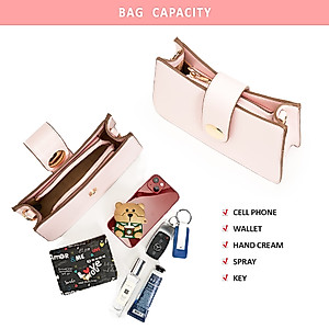 Like Dreams Women Fashion Vintage Shoulder Purse Chic Vegan Leather Messenger Buckle Crossbody Handbag (Blush)