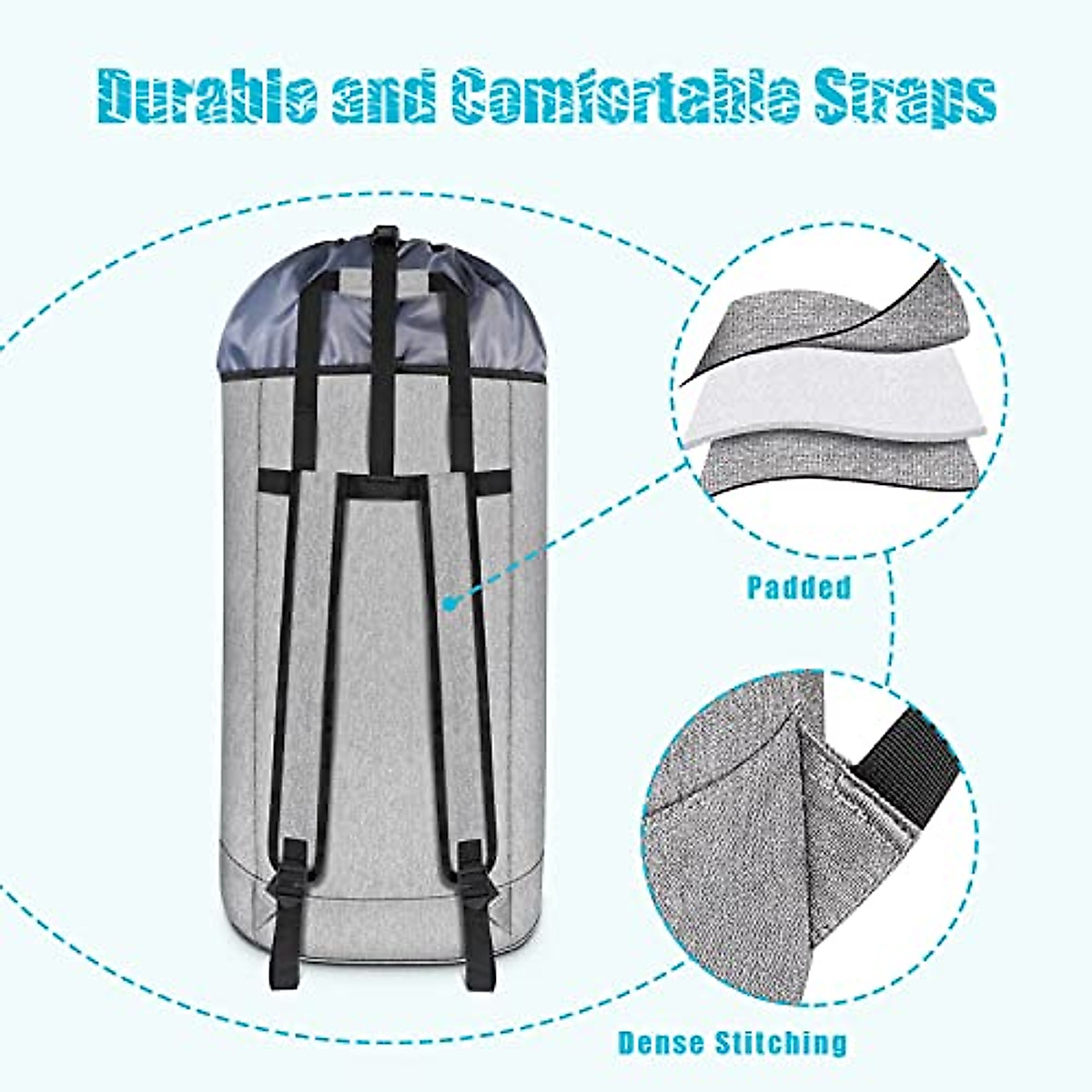 105L Large Laundry Backpack for College Students, College Laundry Bag Backpack with Adjustable Straps for Dorm Apartment and Laundromat, Sturdy Backpack Laundry Bag with Pocket for Travel and Camping