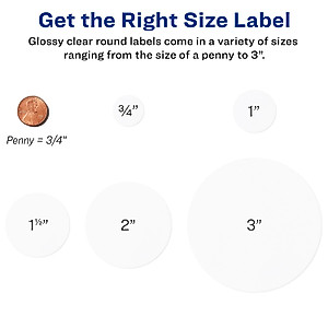 Avery Round Print-to-The Edge Labels with Sure Feed and Easy Peel, 2" Dia, Glossy Clear, 120/pk