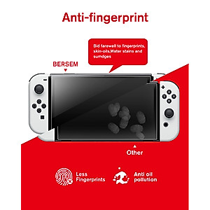 bersem 2 Pack Tempered Glass Screen Protector Compatible with Nintendo Switch OLED 7 inch 2021, Auto Alignment Kit / 9H Hardness/Transparent HD Clear/Anti-Scratch/Bubbles Free/High Response