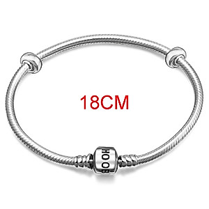 SOUKISS Charms 925 Sterling Silver Snake Chain Bracelet with 2 Stopper Beads Charms Bracelet (18 cm-7.1 inches)