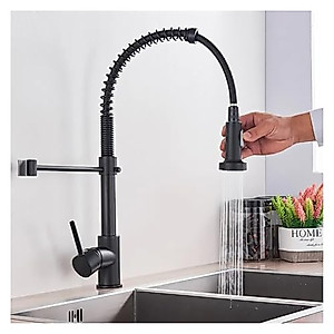 Pull Down Kitchen Faucet Chrome Dual Mode spout hot and Cold Water Mixer Crane Faucet Brass Spring Kitchen Sink Faucet(C)