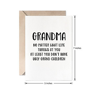 MAGJUCHE Funny Birthday Card For Grandma, Don’t Have Ugly Grand Children, Mother’s Day, Christmas Gift From Grandson, Granddaughter