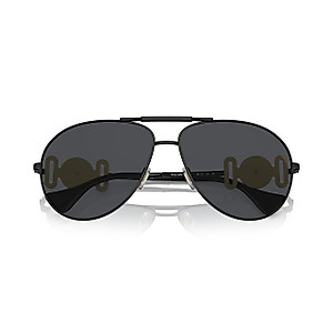 Versace Unisex Sunglasses Matte Black Frame, Dark Grey Lenses, 65MM