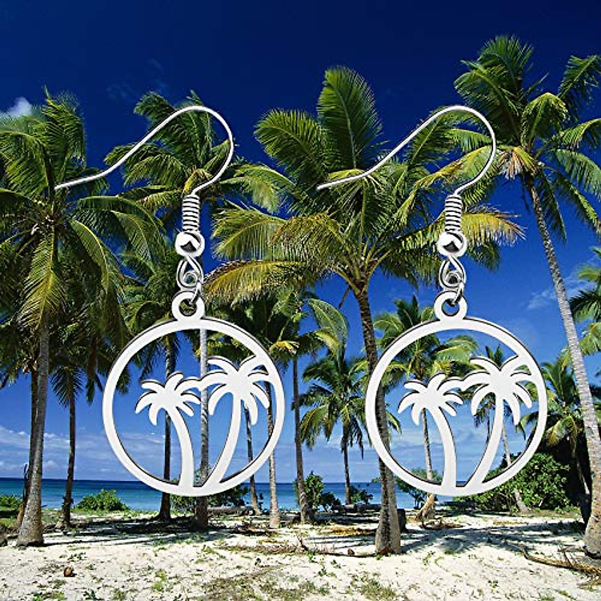 BEKECH Tropical Coconut Palm Tree Cut Out Earring Summer Beach Jewelry Holiday Bridal Beach Wedding Jewelry for Bridesmaid