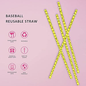 Swig Sip Reusable Drinking Straws - Set of 6 Plastic Straws + Cleaning Brush,10 inch Long Fits 12oz Cups,20oz Skinny Tumbler,30oz Tumblers (Softball)