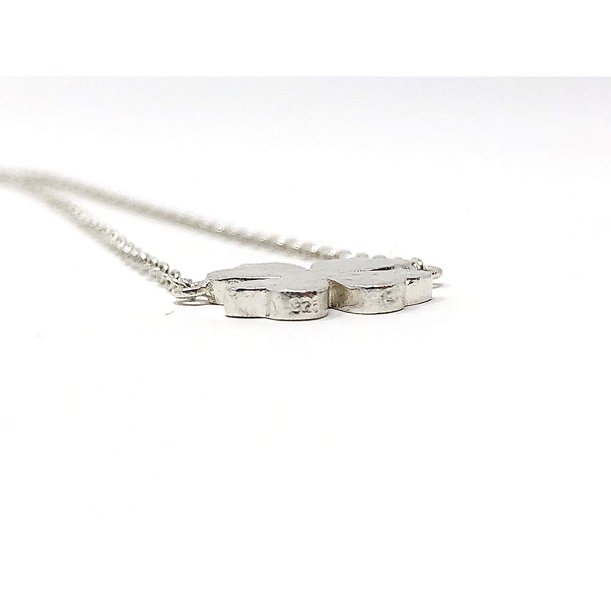 Dote Lucky Four Leaf Clover Pendant Dainty Genuine .925 Sterling Silver Hammered Necklace w/ 16-18" Adjustable Chain