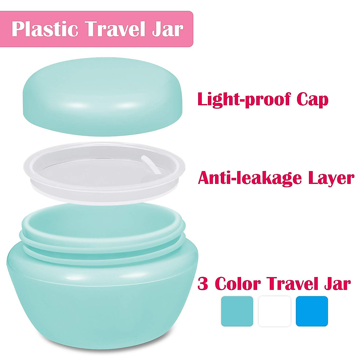 selizo Travel Bottles Containers Silicone and Plastic Cream Jars with TSA Approved Toiletry Case for Toiletries Cosmetic Makeup Body Hand Cream Lotion Shampoo