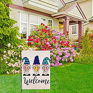 Welcome Baseball Gnome Garden Flag Vertical Double Sided Bat Ball Sport Softball Flag Yard Outdoor Decoration 12.5 x 18 Inch